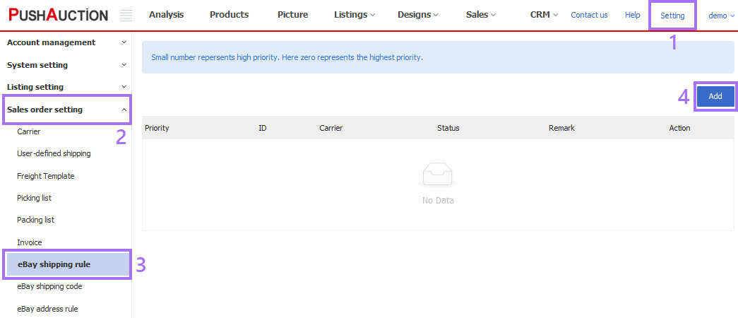 eBay shipping rule - PushAuction